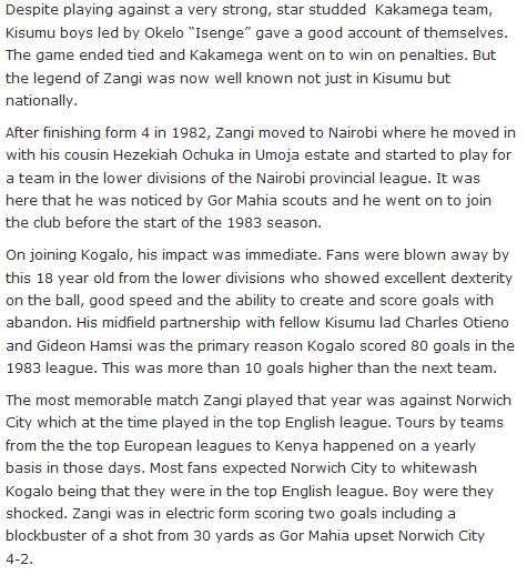 The life and times of Okello Zangi